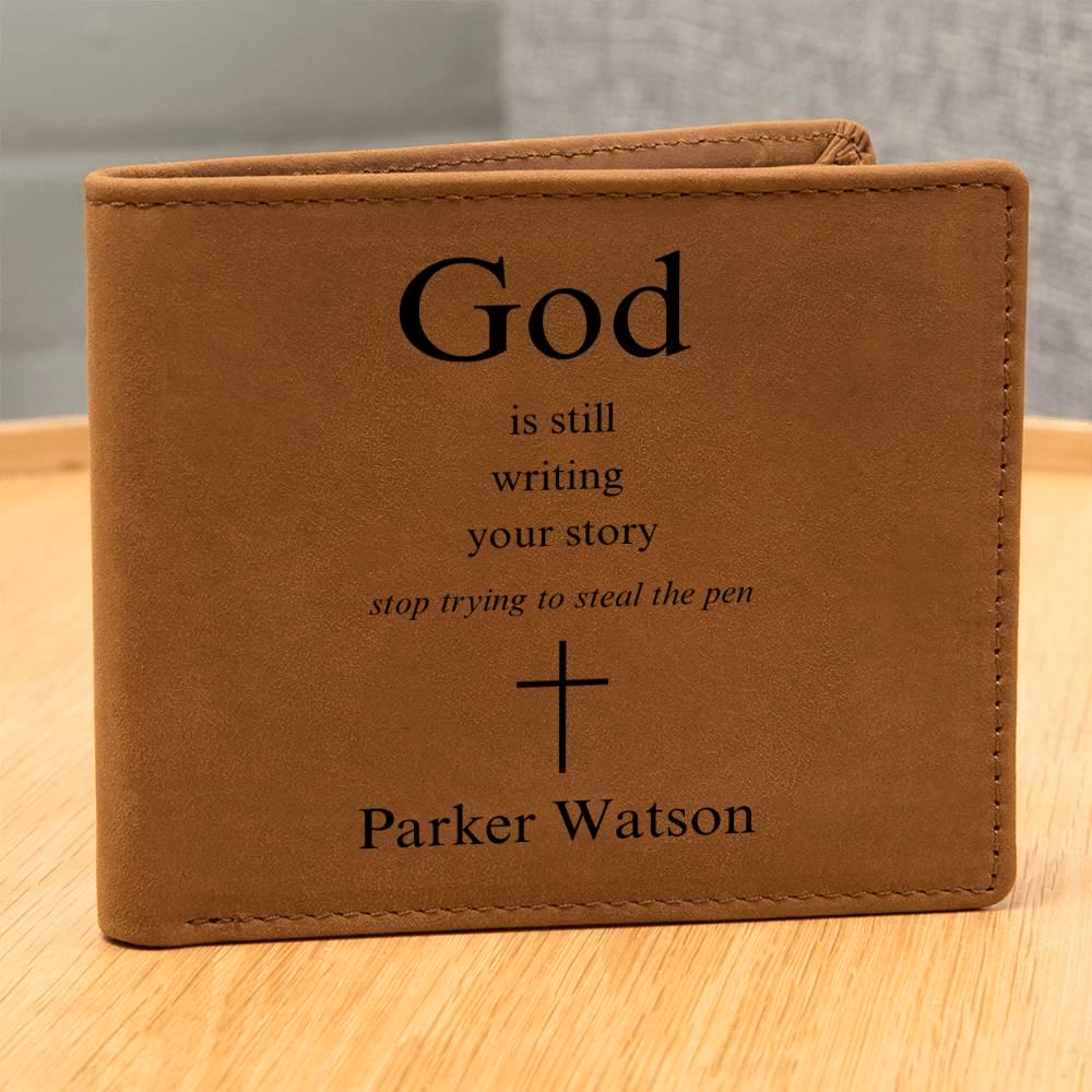 Christian Wallet for Men Bible Verse Billfold Religious Gift for Coworker Personalized Leather ...