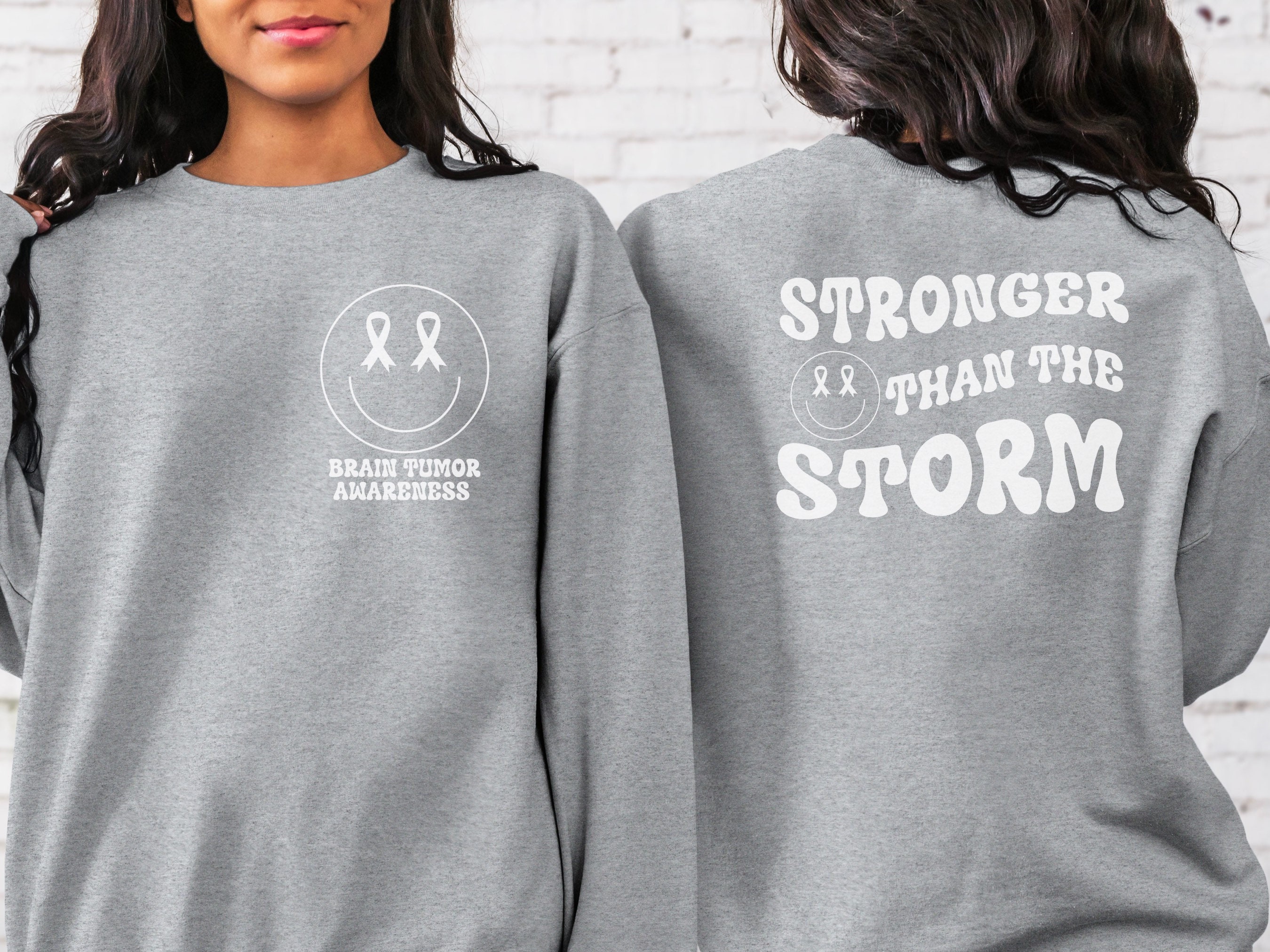 Brain Tumor Awareness Sweatshirt for Brain Cancer Support Shirt Gray ...