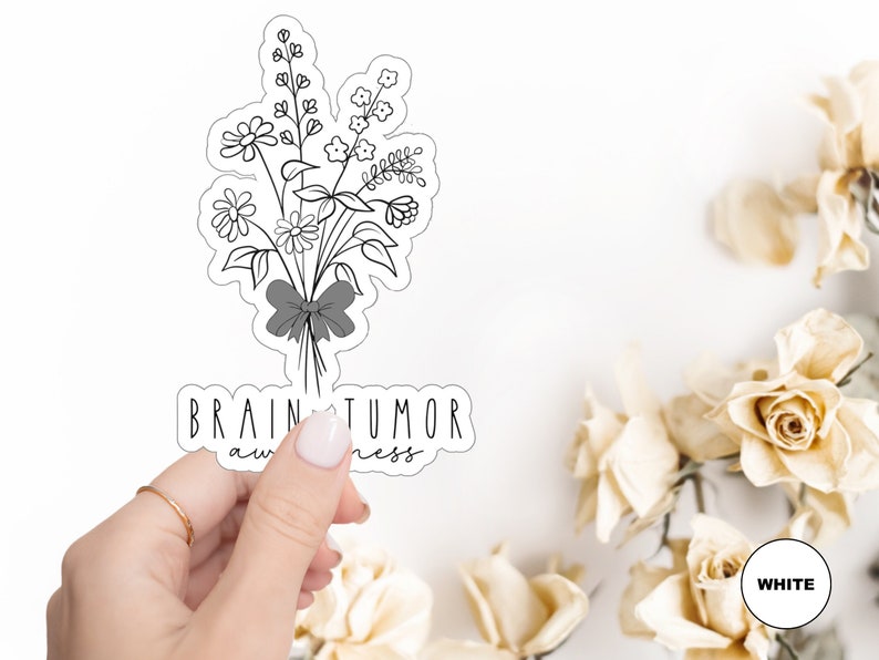 Wildflowers Brain Tumor Awareness Sticker for Brain Cancer Support ...