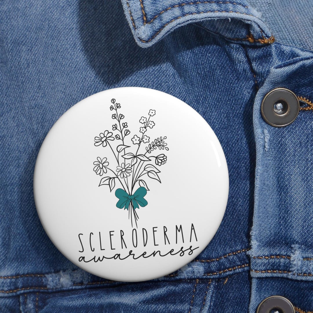 Scleroderma Awareness Pin Teal Ribbon Floral Button Autoimmune Disease ...