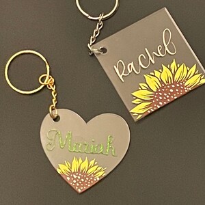 Split Sunflower Name Keychain | Custom - Etsy