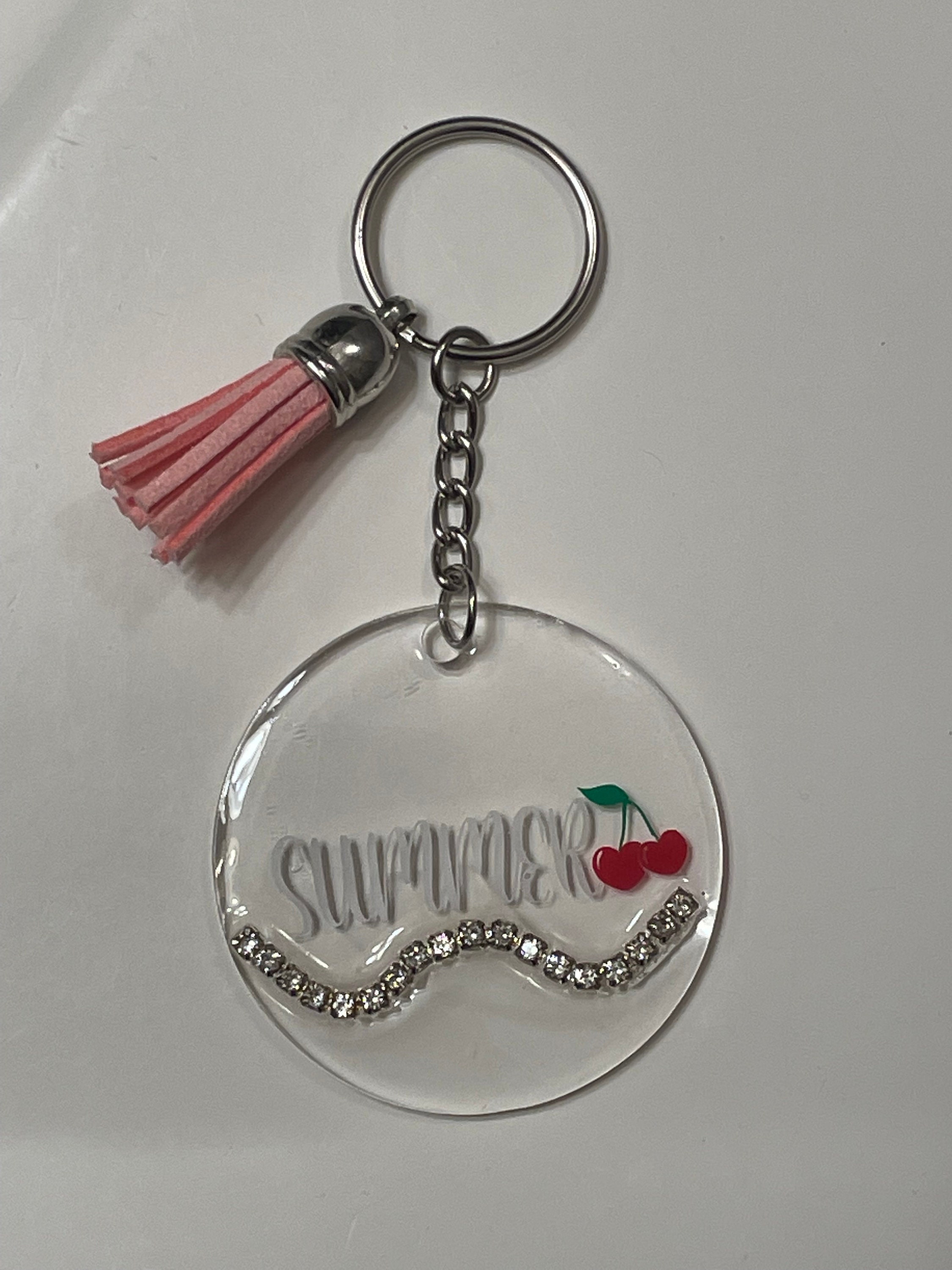Cherry Acrylic Keychains With Rhinestones | Custom | Personalized Name ...