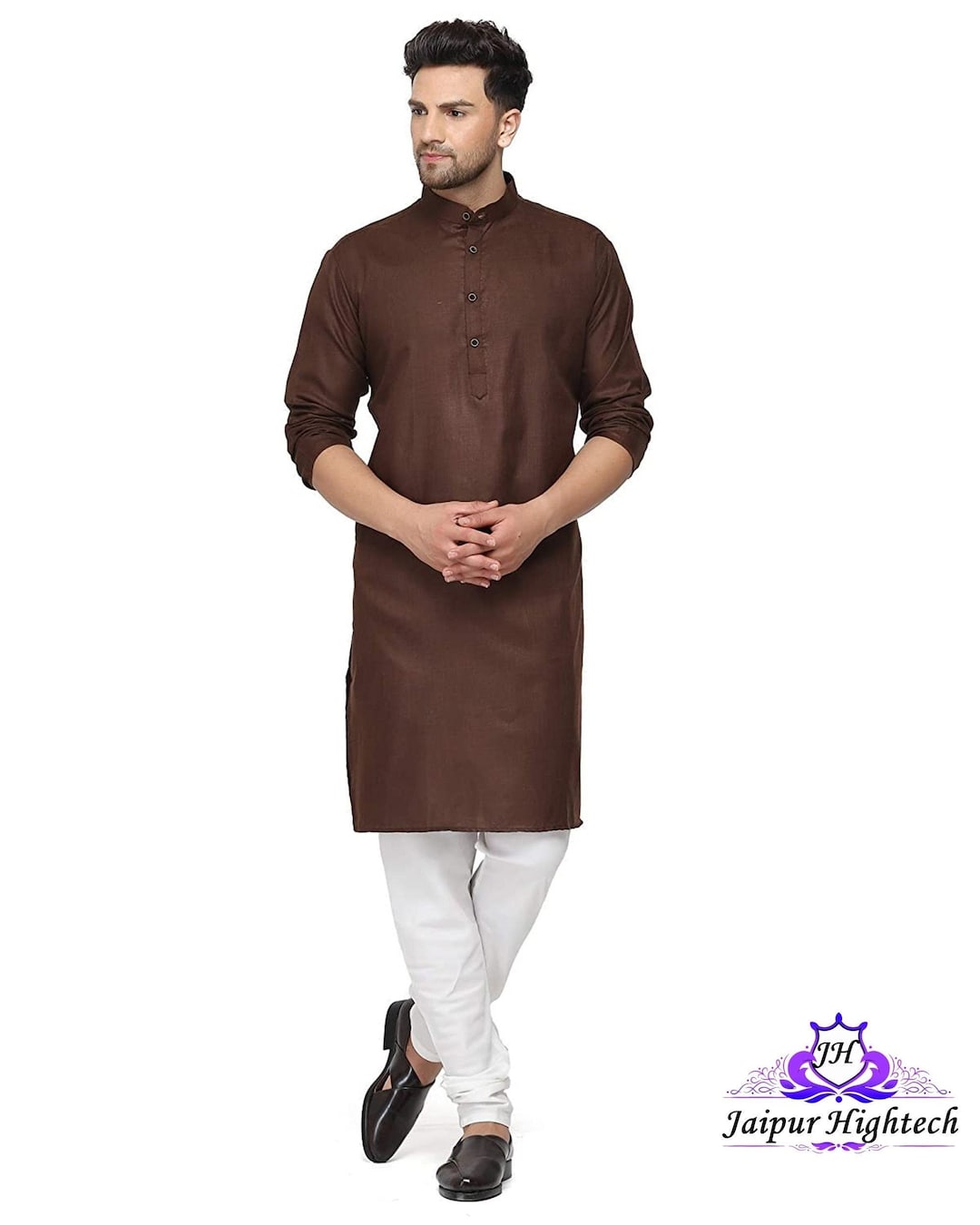 Elegant Brown Cotton Men's Ethnic Kurta Pajama | Bollywood Style Party ...