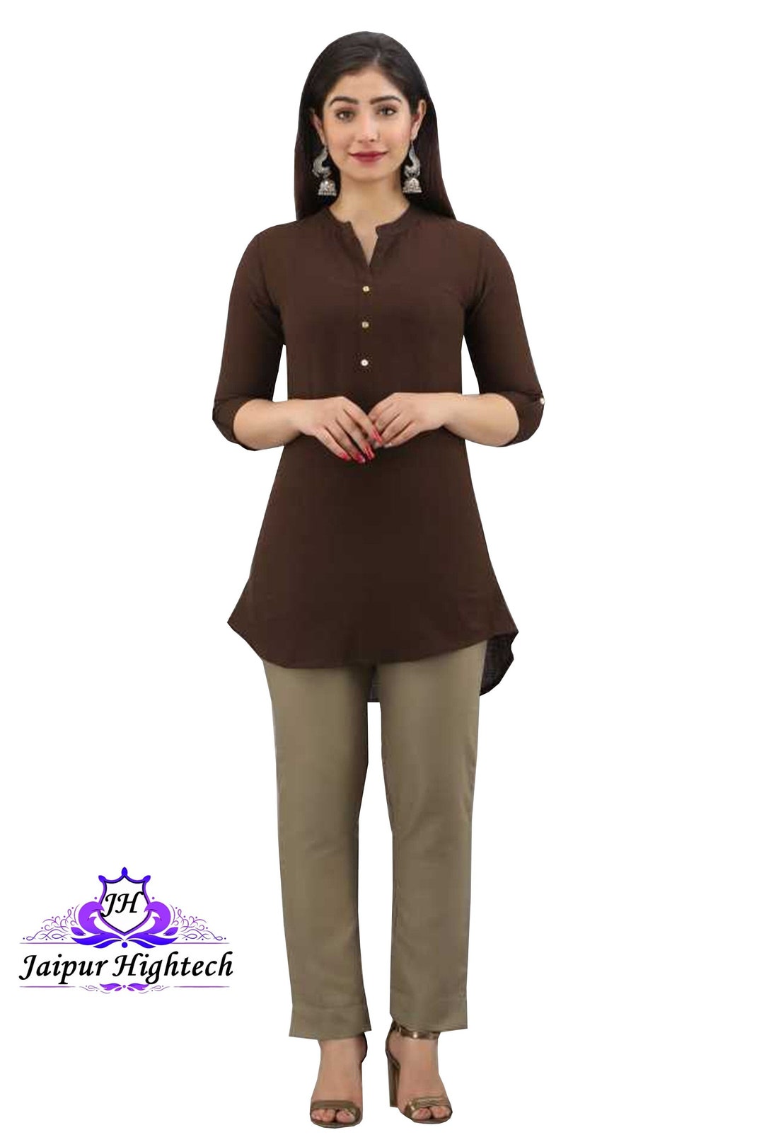 Indian Handmade Short Kurti for Women | Women's Wear Coffee Brown ...