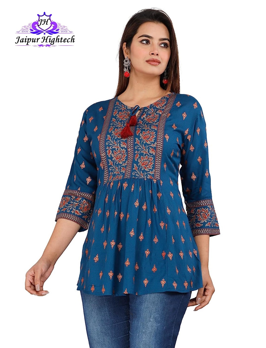 Bollywood Style Floral Print Designer Long Blouse | Vintage Inspired ...
