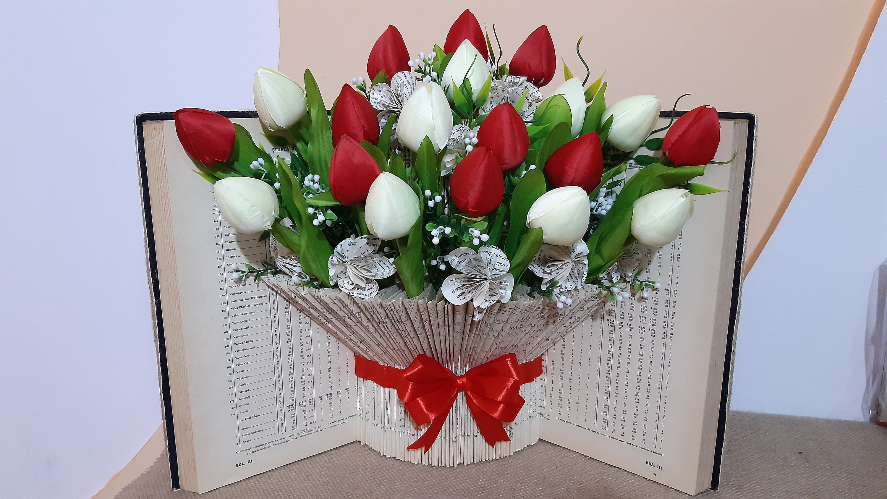 Step by Step Template for Book Folding Bunch of Flowers - Etsy