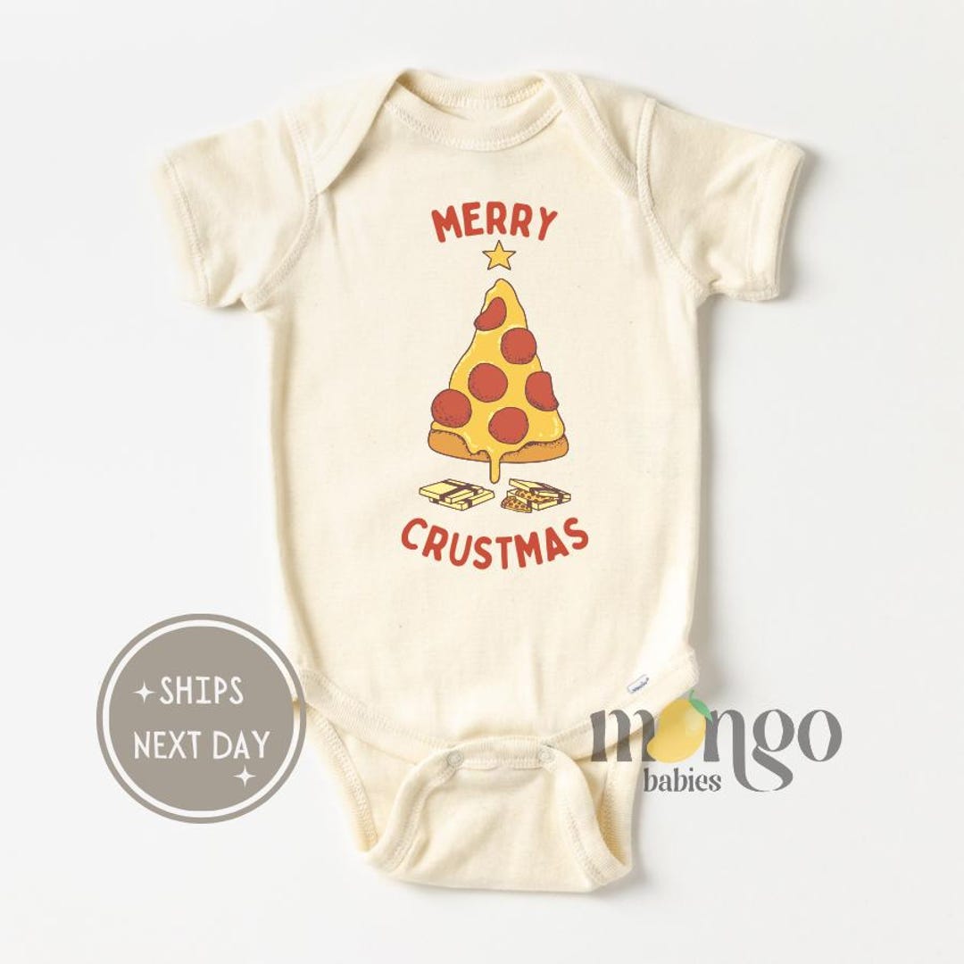 Merry Crustmas Christmas Baby Onesies® Brand Pizza Baby Christmas Gift ...