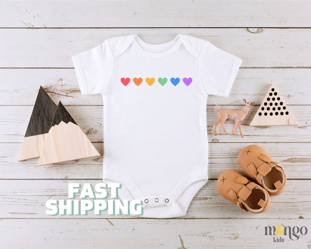 Pride Baby Onesies® Cute Rainbow Hearts Baby Bodysuit LGBT Baby Shower ...