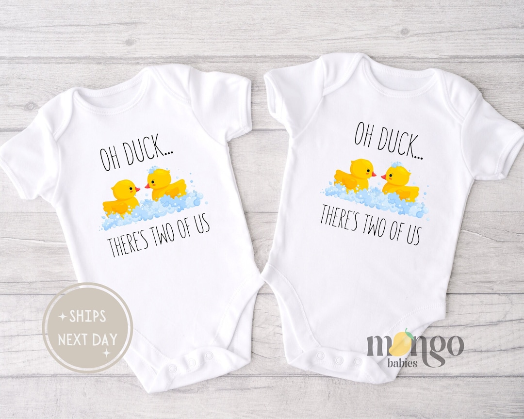Set of Two - Cute Duck Baby Onesies® Brand Oh Duck There's Two of Us ...