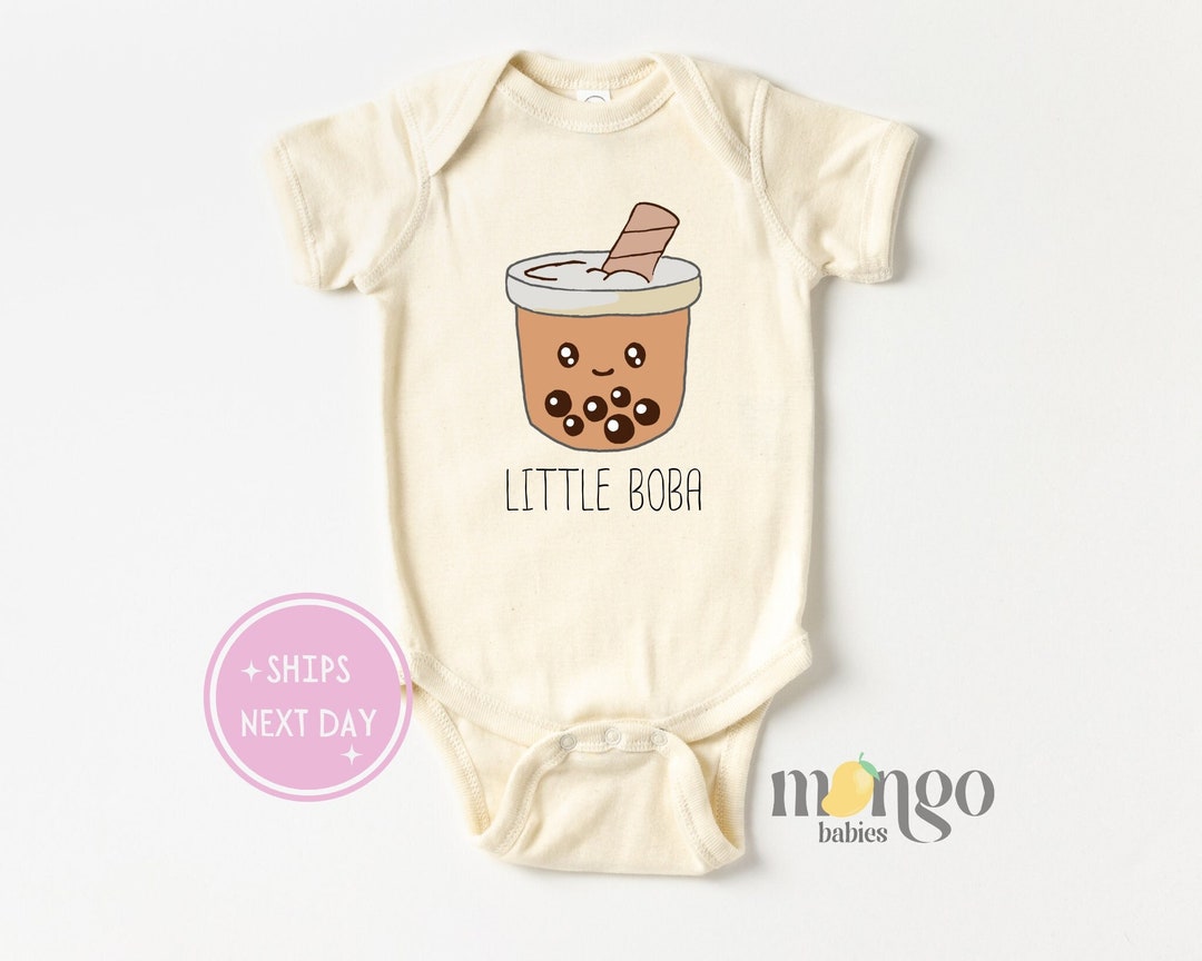 Little Boba Baby Onesies® Brand Cute Milk Tea Baby Bodysuit Natural ...