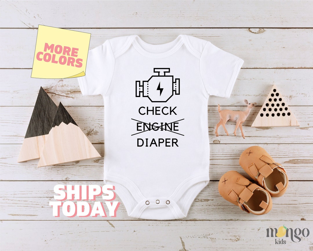 Check Engine Baby Onesies® Brand Funny Poopy Diaper Baby Clothes Cute ...