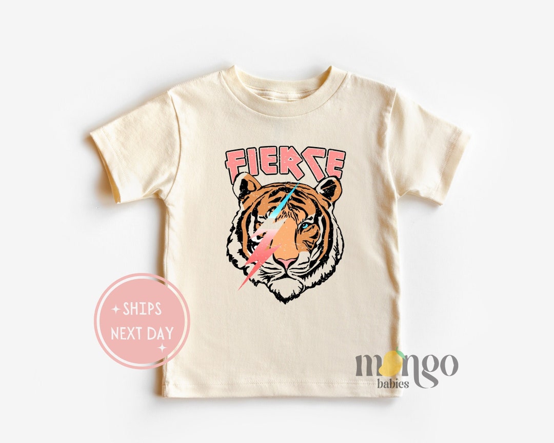Fierce Tiger Toddler Tee Retro Girls Power Cute Natural Kids Shirt ...