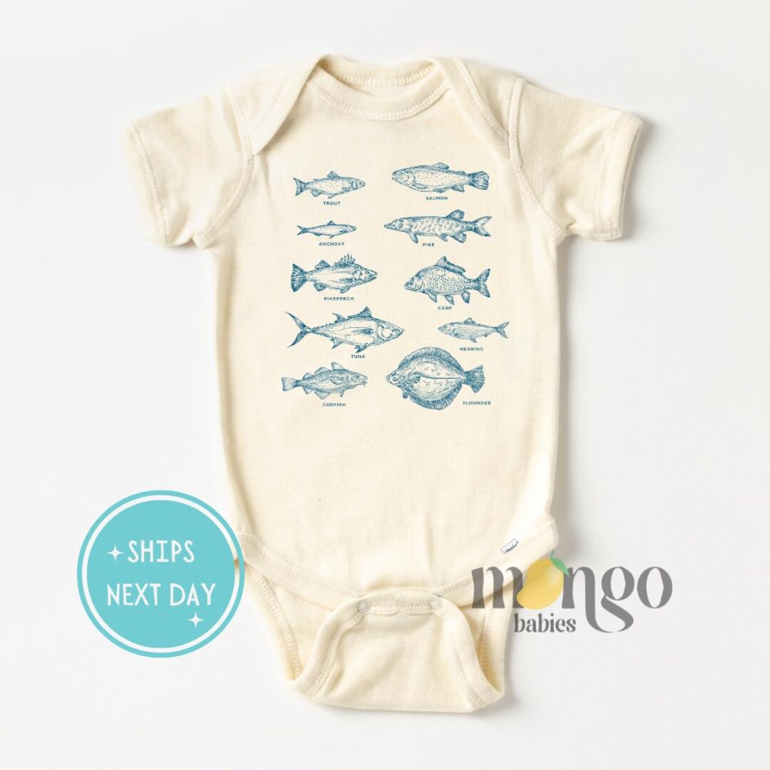 Retro Fish Species Baby Onesie® Brand: North American Fish Outfit - Etsy