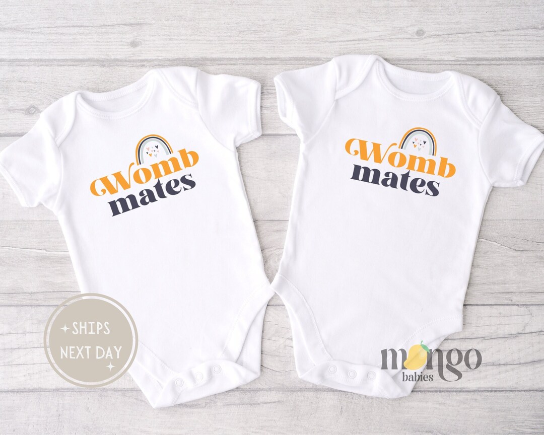 Set of 2 Twins Baby Onesies® Brand Womb Mates Twin Onesies Funny Best ...