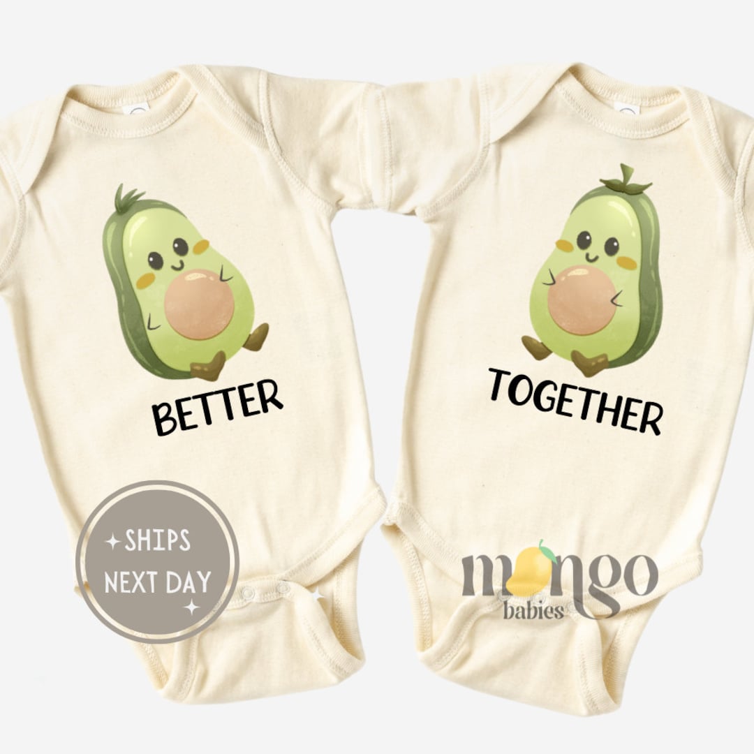 Set of 2 Twins Baby Onesies® Brand Better Together Twin Funny Best ...
