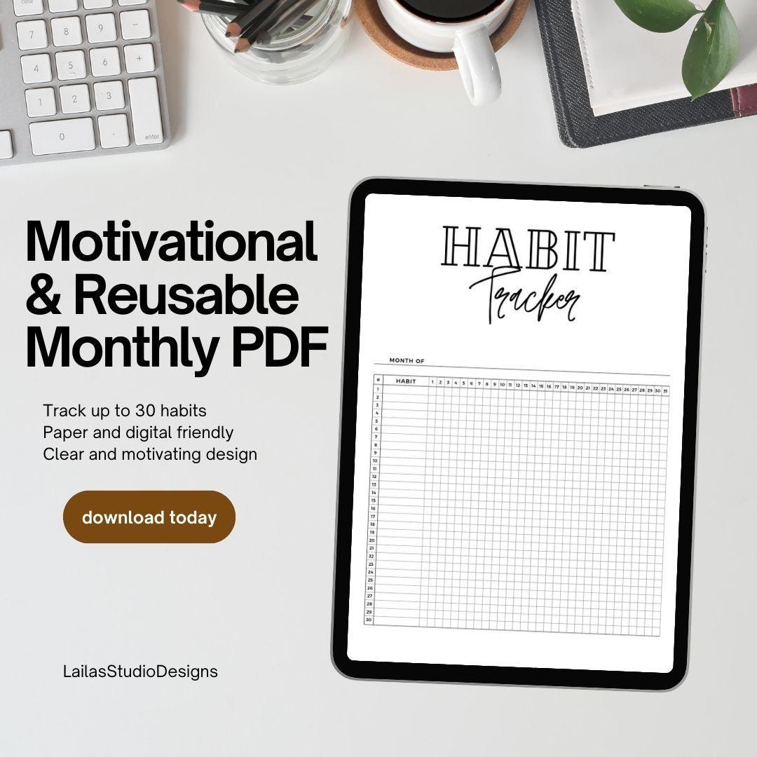 Habit Tracker – Motivational & Reusable Monthly PDF A4! - Etsy