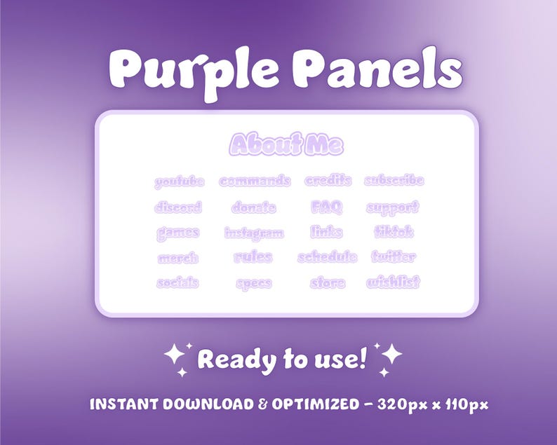 Purple Twitch Stream Panels 21 320px X 110px With Transparent ...