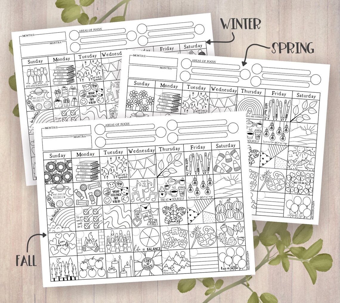 Printable Habit Trackers (coloring Page Inspired, Instant Digital ...