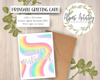 Instant Download Printable BIRTHDAY CARD Instant Digital Download pdf ...