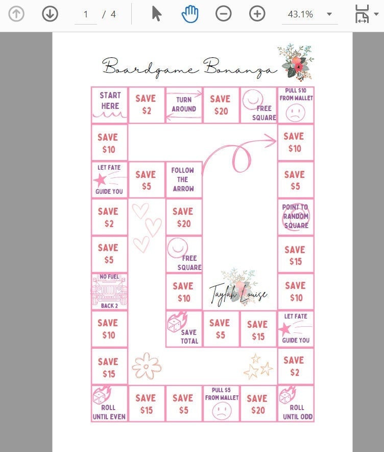 Boardgame Bonanza Savings Challenge - Etsy