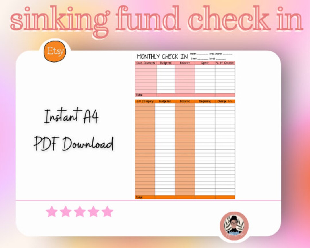 Monthly Check in Budget Template - Etsy