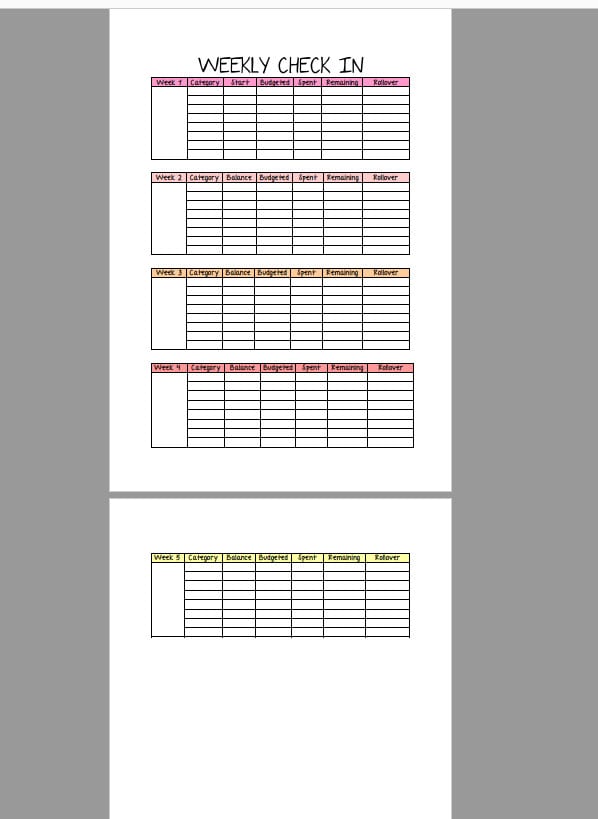 Weekly Check in Template - Etsy