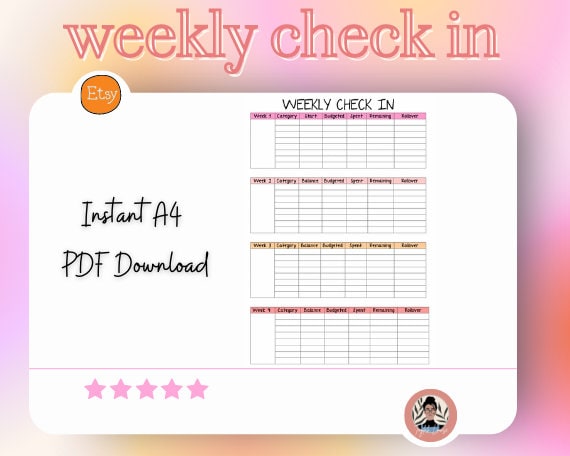Weekly Check in Template - Etsy