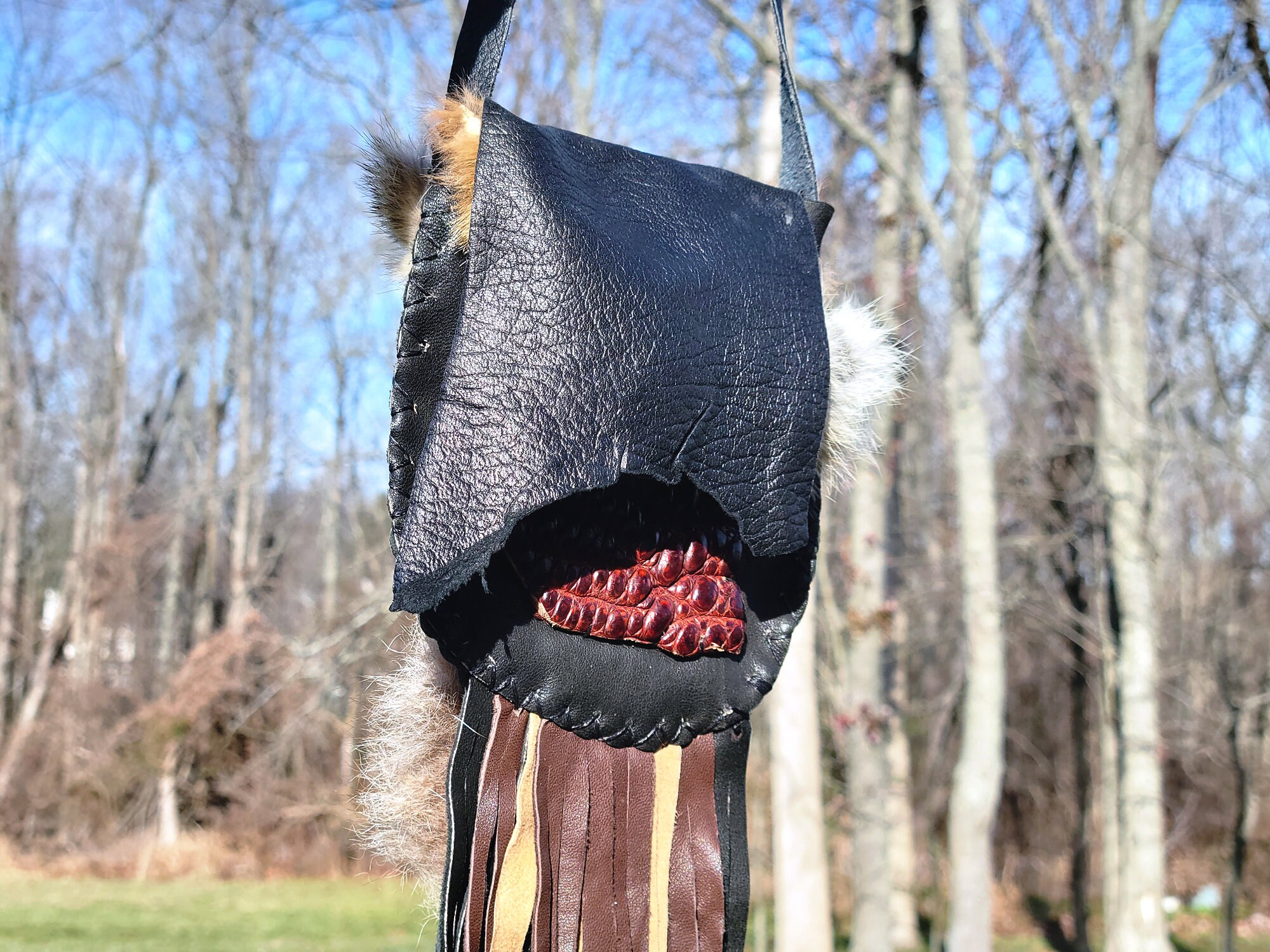 Indigenous Alligator Buffalo Rabbit Medicine Bag Alligator Skin Hide ...