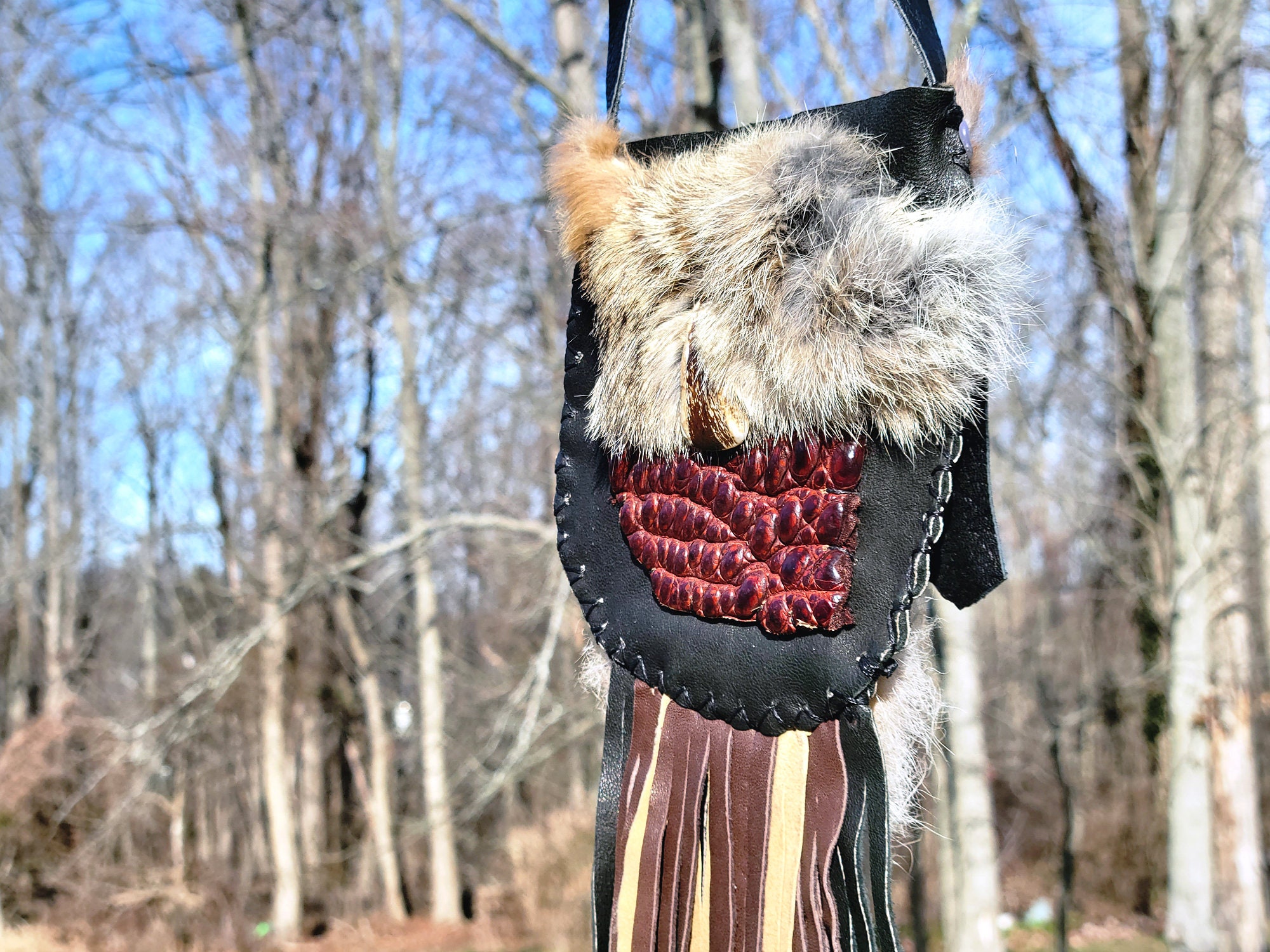 Indigenous Alligator Buffalo Rabbit Medicine Bag Alligator Skin Hide ...