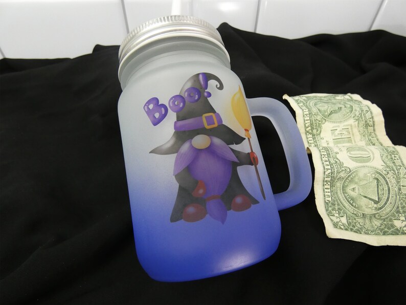 MASON JAR CUP | Ghost Gnome | Frosted Jars | Spooky Halloween Party Boo ...