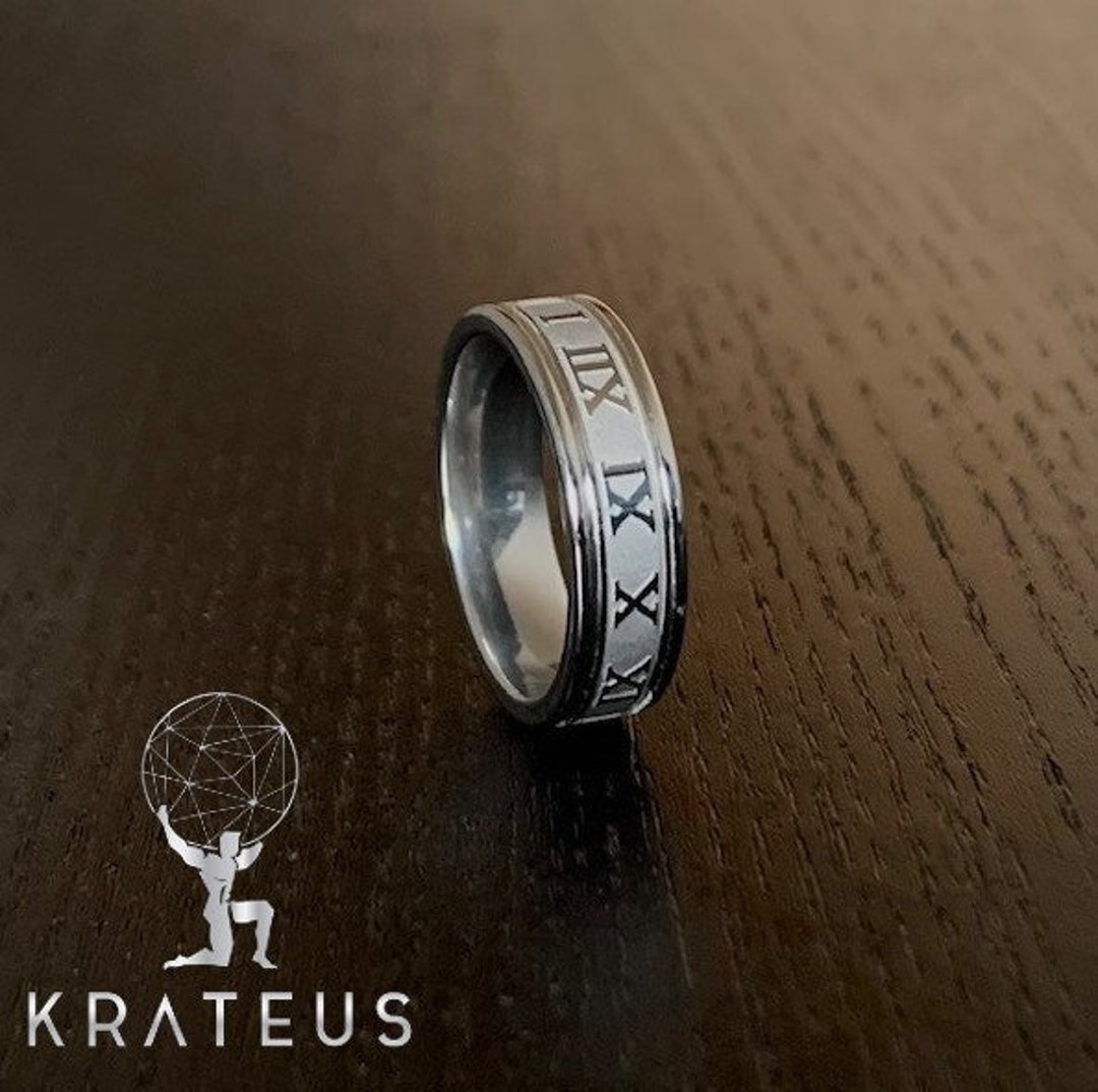 Silver Roman Numerals Ring - Mens Ring - Womens Ring - Unisex ...