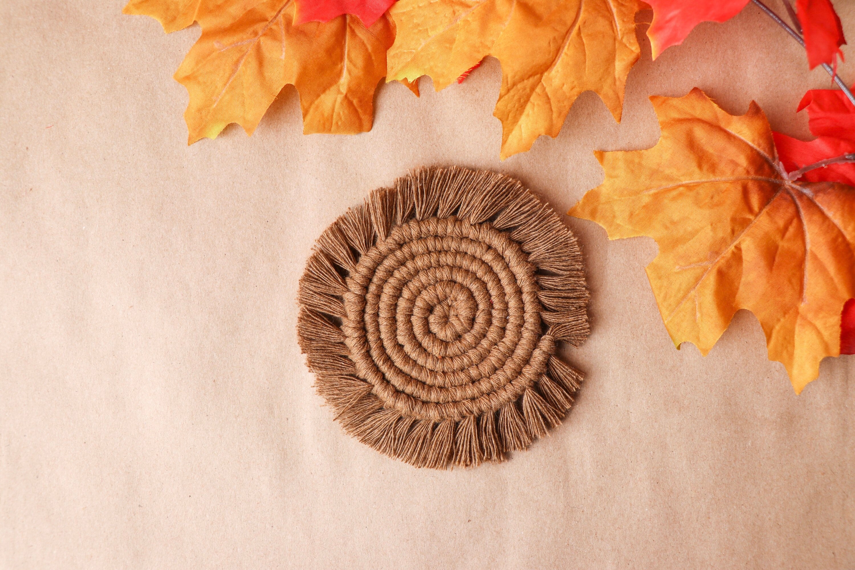 Fall Macrame Coasters | Round Macrame Coasters | Macrame Coasters - Etsy