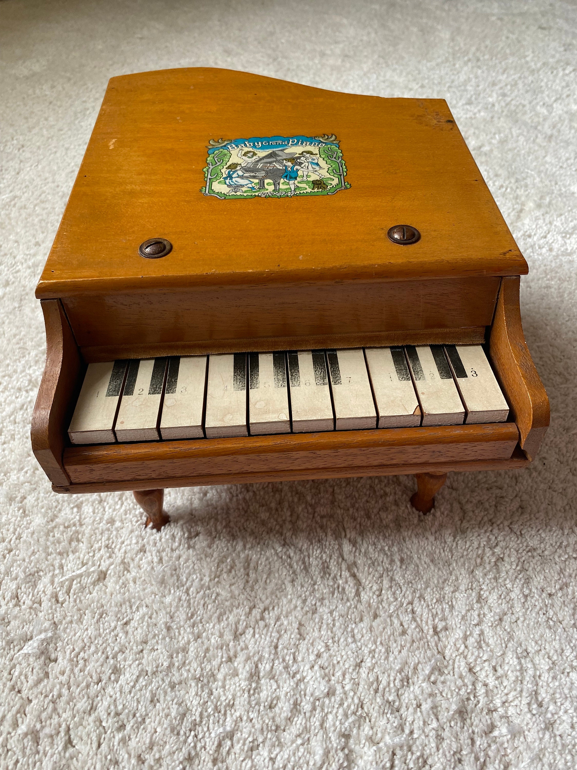 Vintage 1950s Wooden Grand Piano Toy - Etsy