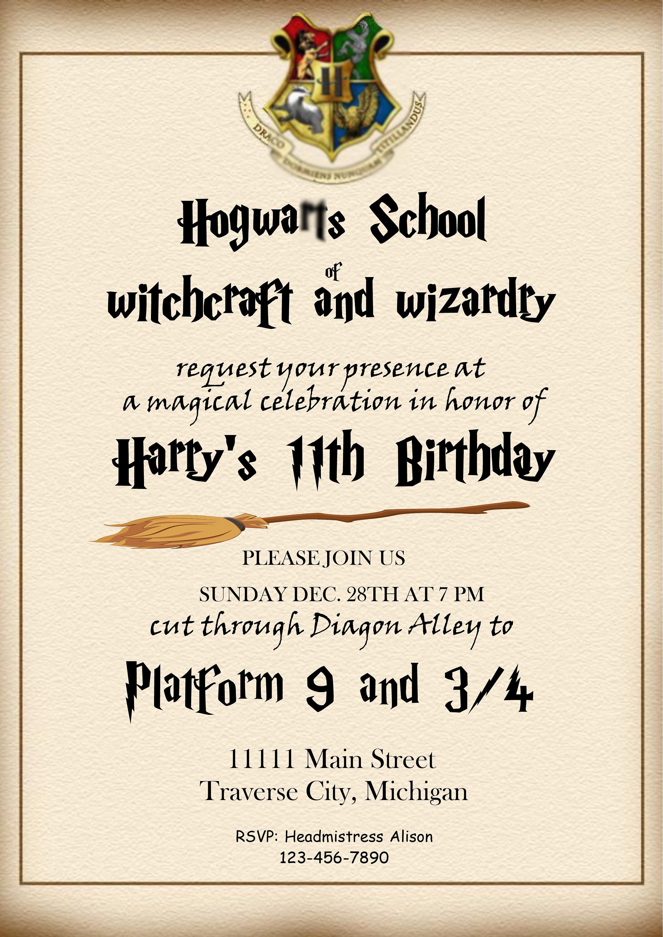 Editable Personalized Wizard Birthday Party Invitation Wizard - Etsy