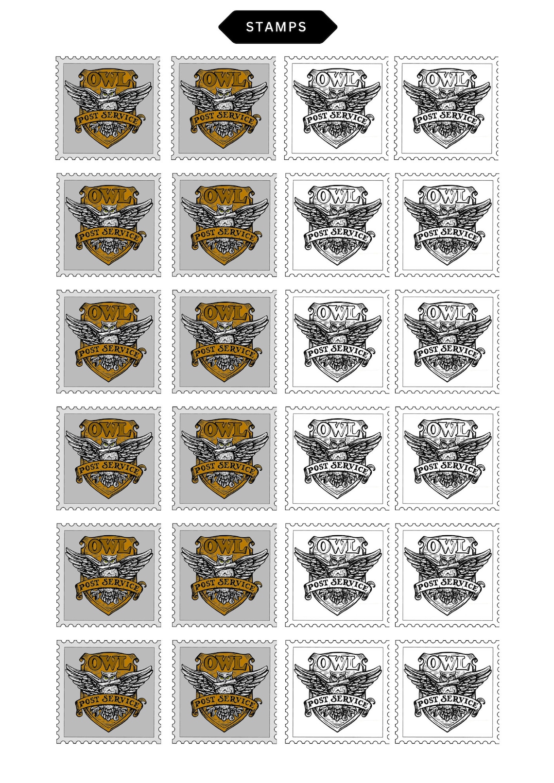 Printable Wizarding World Owl Post Stamp Service Mail Delivery Stickers ...