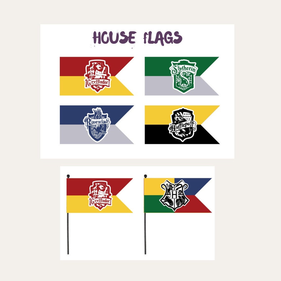 Printable Hogwar House Party Flags Logo School of Witchcraft and ...