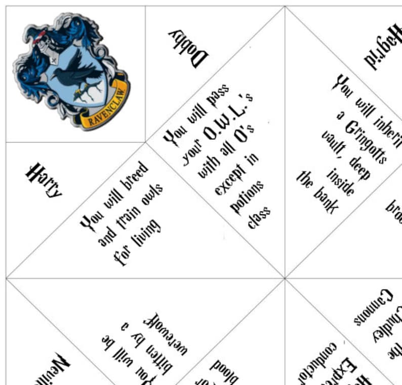 Wizarding World DIY Fortune Teller Harry P Cootie Catcher Magical Game ...