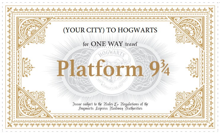 Platform 9 34 Ticket