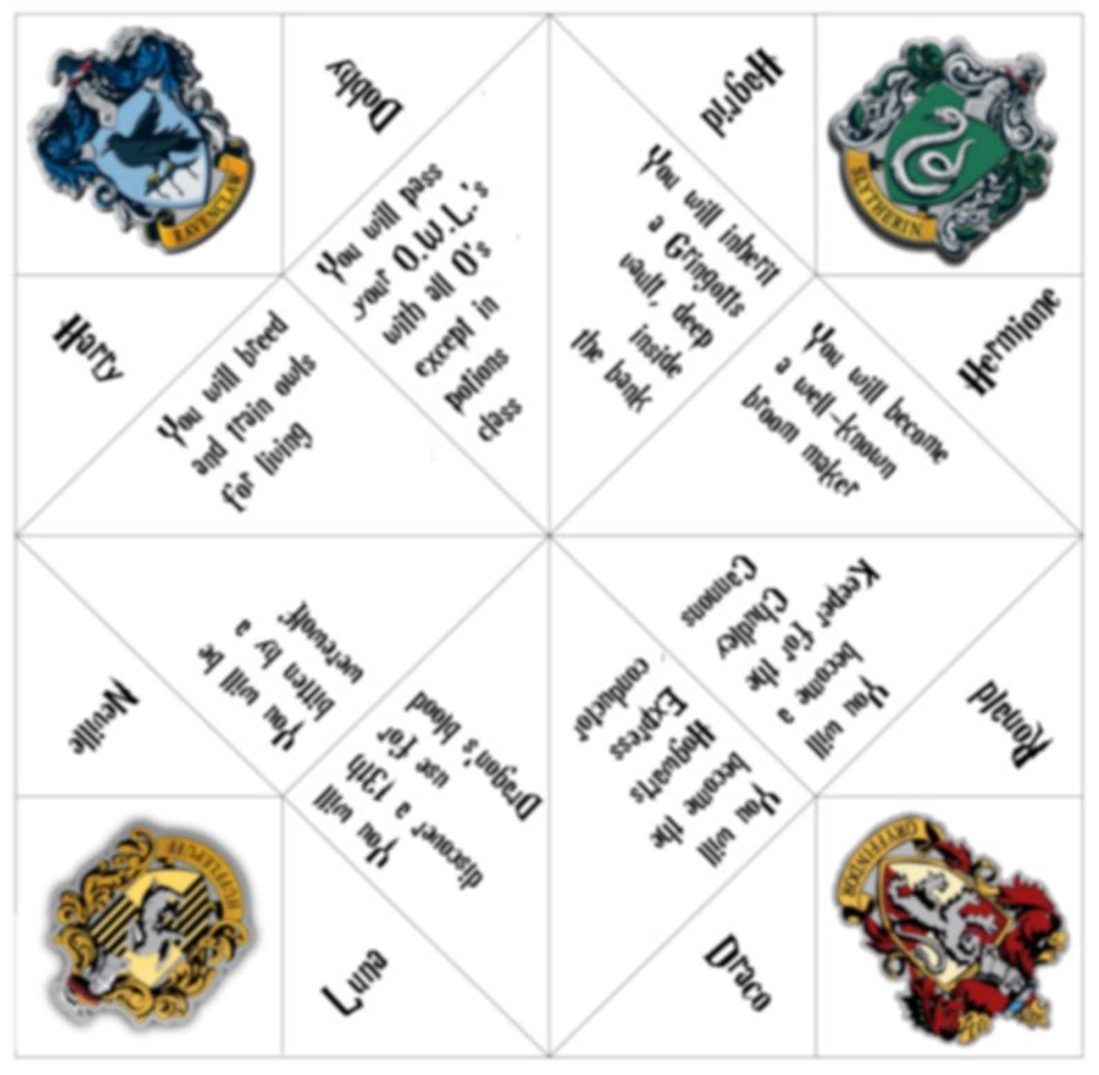 Wizarding World DIY Fortune Teller Harry P Cootie Catcher Magical Game ...