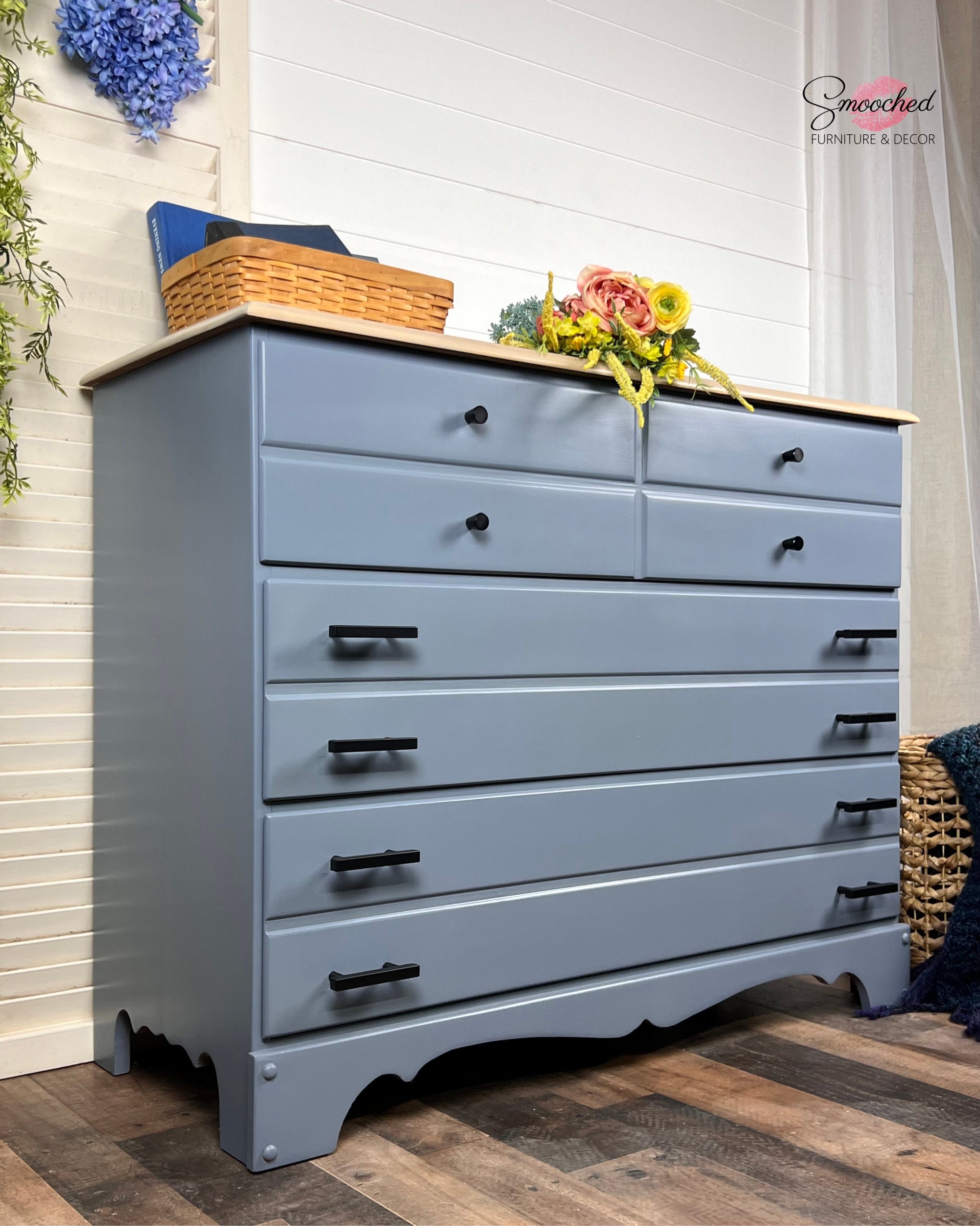 Modern Slate Blue Dresser, Changing Table, Childrens Furniture, Bedroom ...