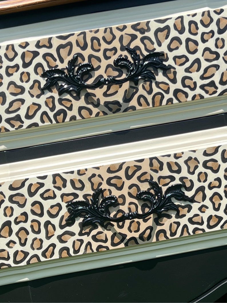French Provincial Leopard Print Nightstand: Refinished Accent Table - Etsy