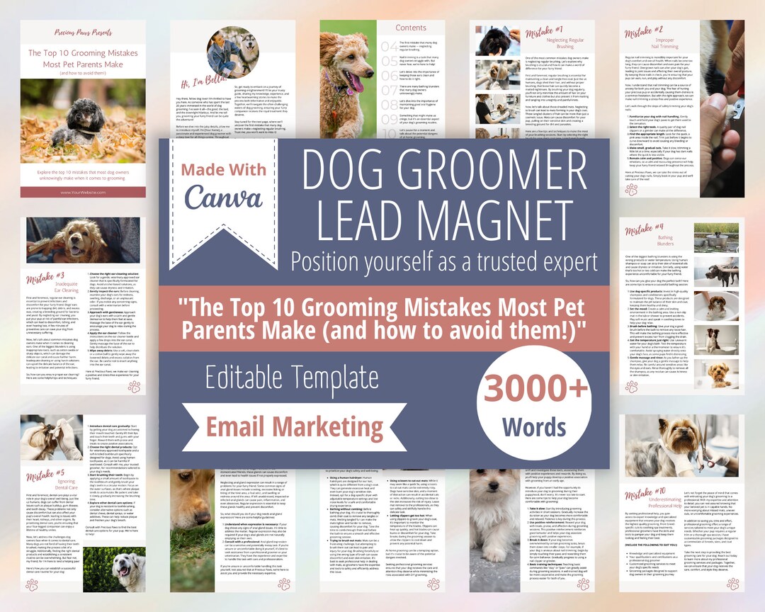 Dog Groomer Lead Magnet Template | Dog Grooming Freebie | Pet Groomer ...