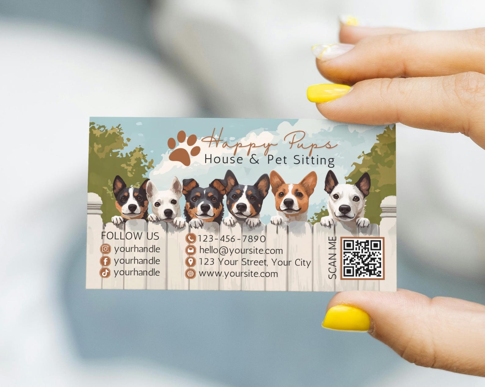 Pet Sitting Business Card Template, Professional House and Pet Sitter ...