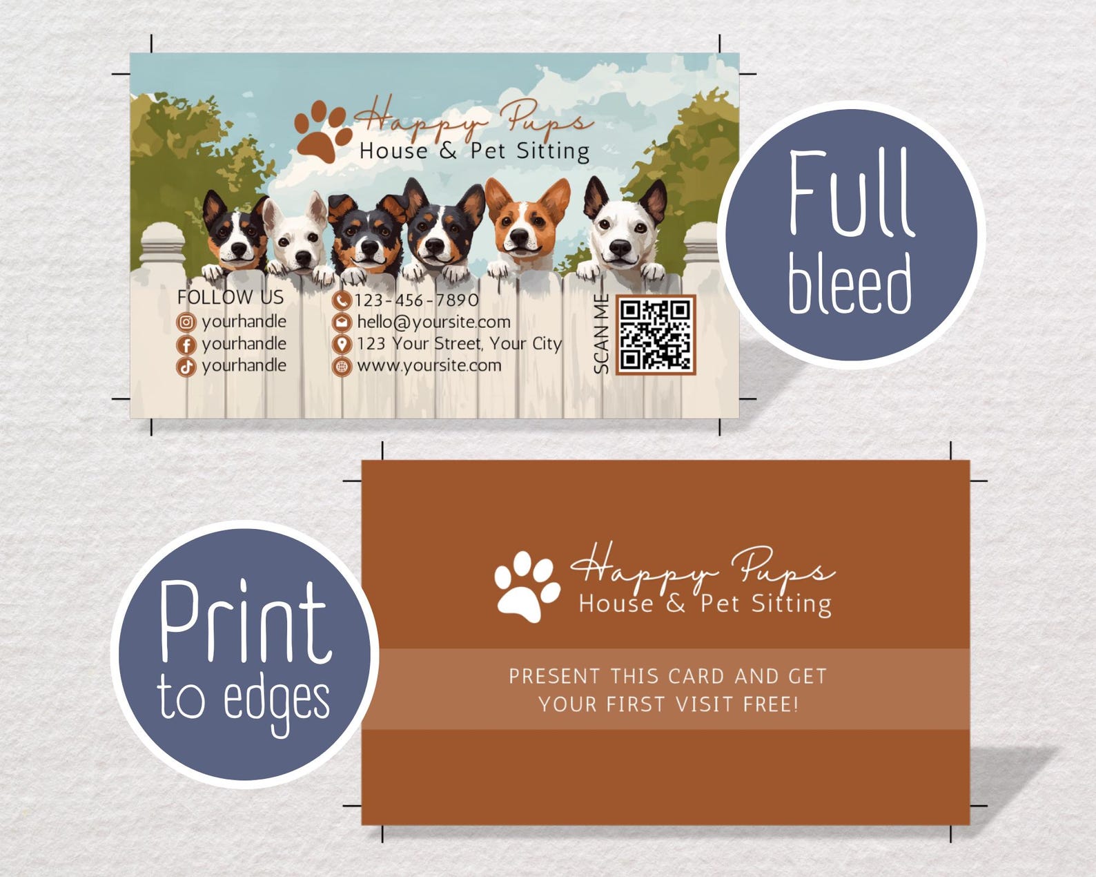 Pet Sitting Business Card Template, Professional House and Pet Sitter ...