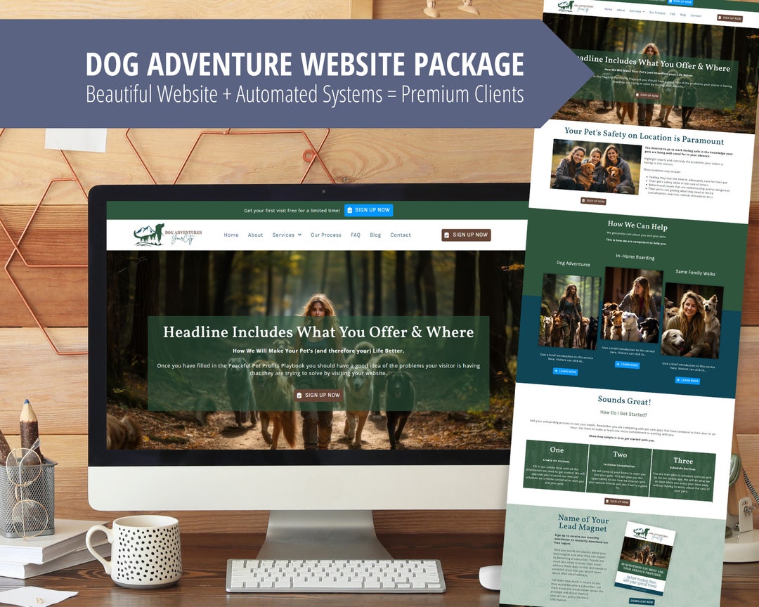 Dog Walker Website & Logo Design Dog Walking Marketing Package, Dog Adventures Hikes Website ...