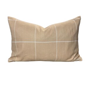Camel and White Windowpane Pillow Cover Neutral Throw Pillow Farmhouse ...