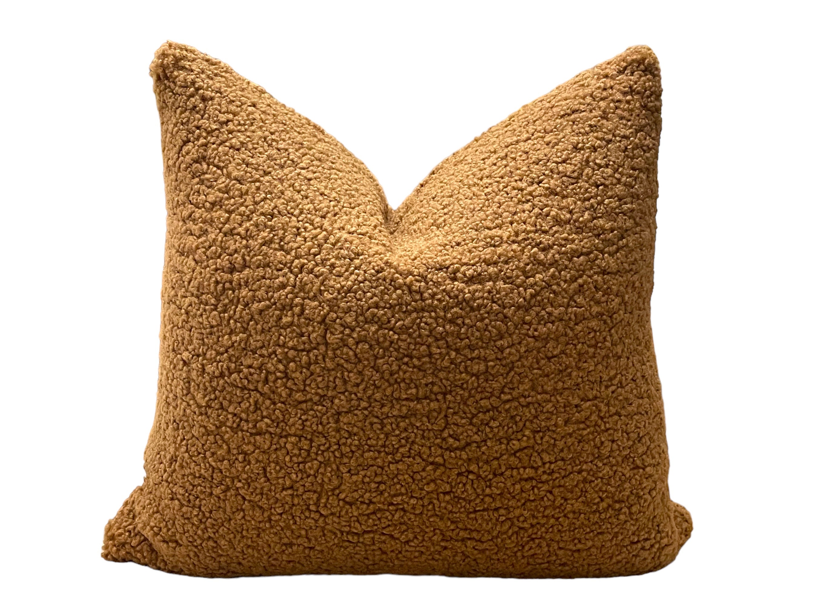 Camel Fuzzy Textured Winter Pillow Cover Cognac Textured Pillow Throw ...
