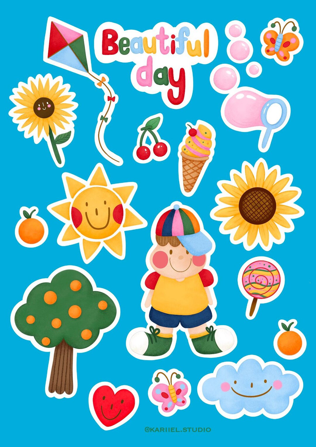 Beautiful Day Printable Sticker Sheet Pdf and Png Files - Etsy