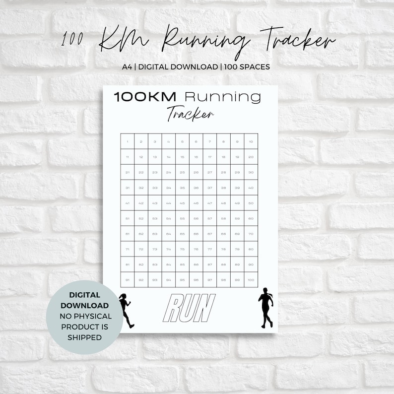 Printable 100 Km Running Tracker - A4 Digital Download - Etsy