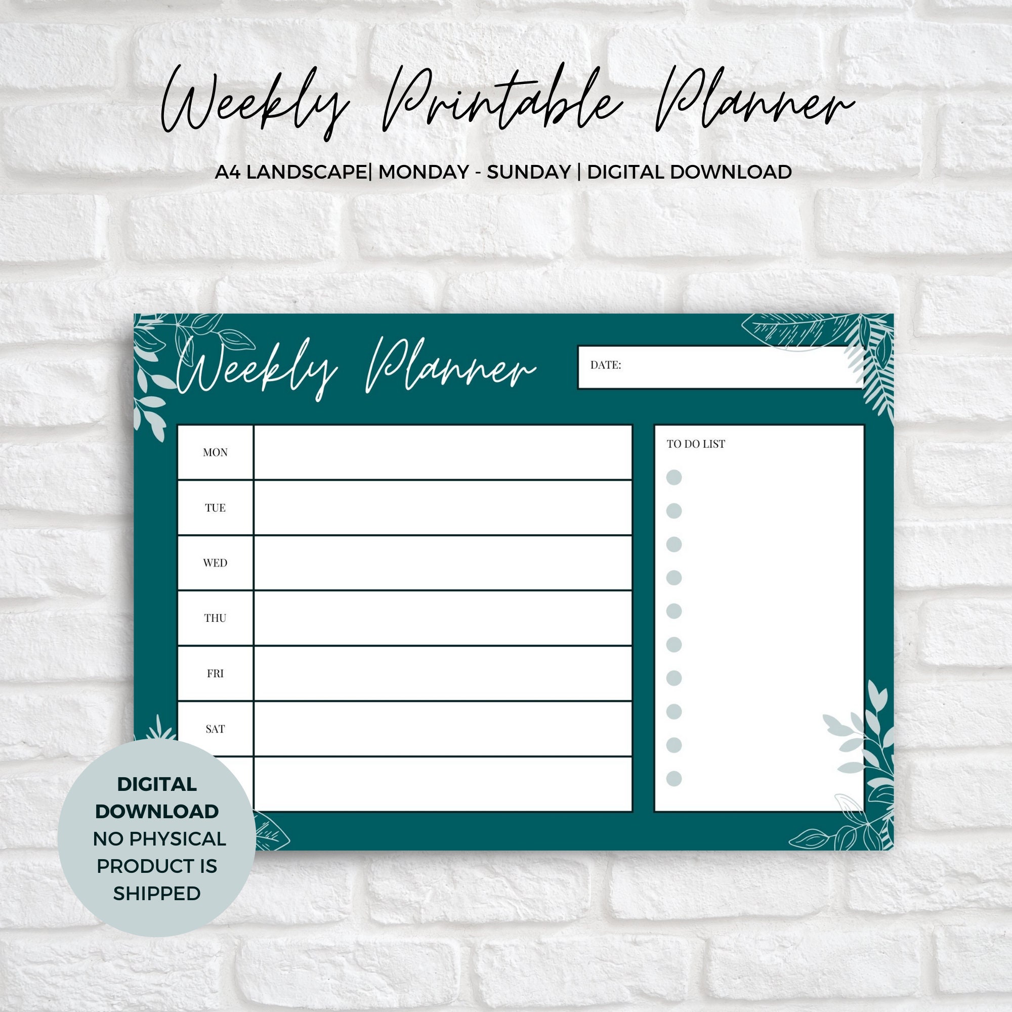 Weekly Printable Planner A4 | Undated Weekly Planner | Digital Download ...